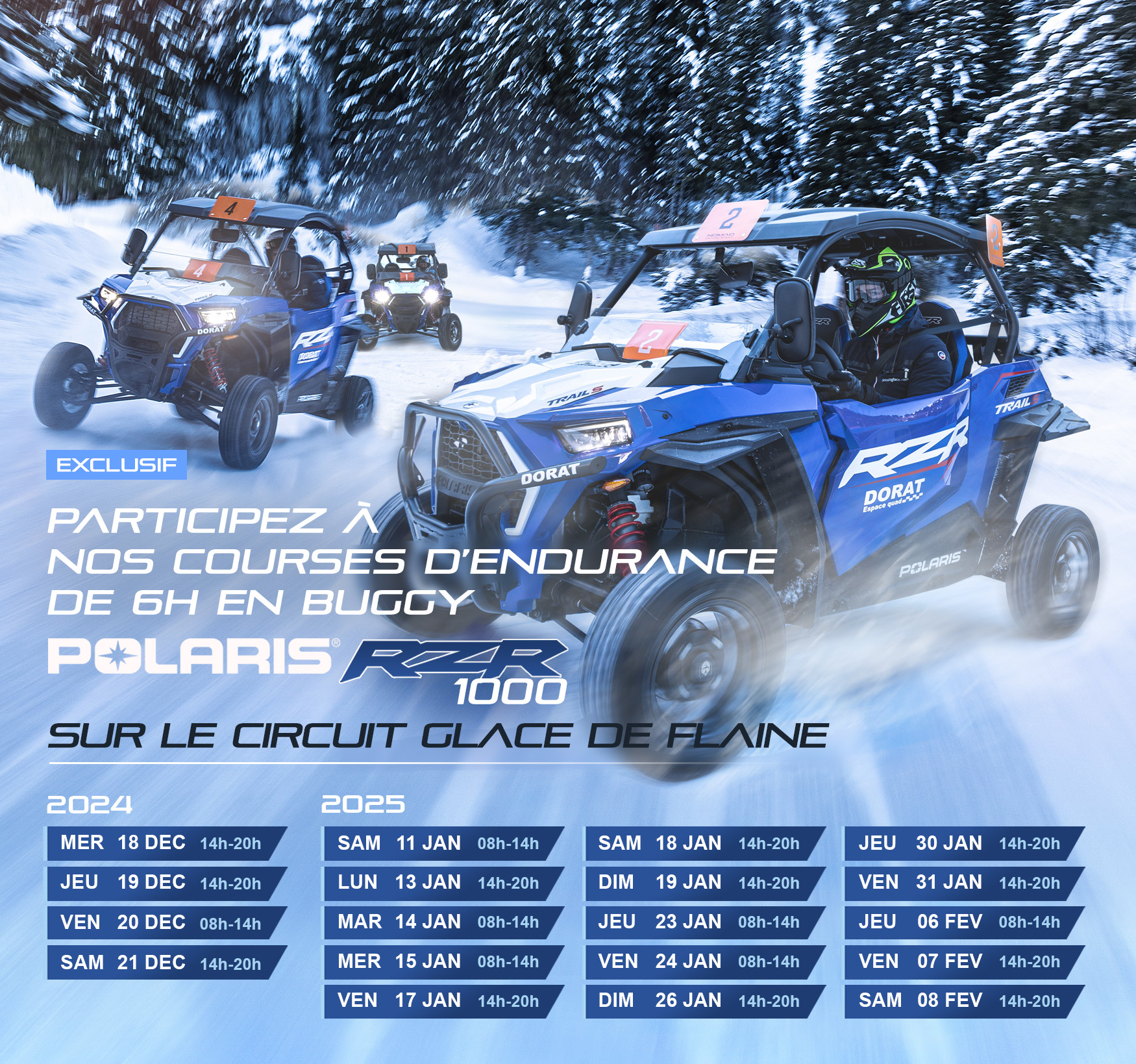 Course buggy RZR : conduite sur glace, stage buggy